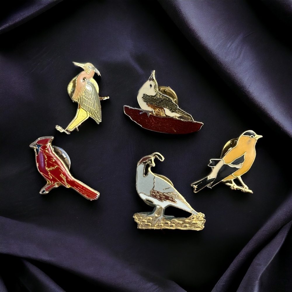Vintage Assorted Bird Tac Pins Bundle - Gem